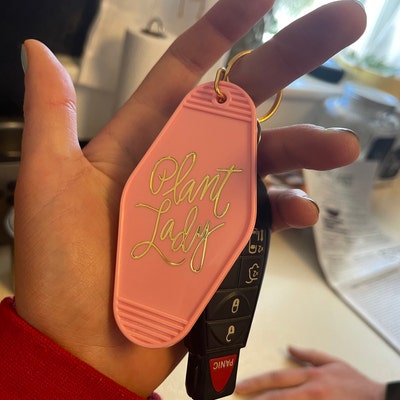 Plant Lady Keychain PINK Motel Keychain Vintage Style - Etsy