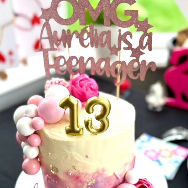 Personalised OMG Teenager Cake Topper Glitter Card 13th 13 Party ...