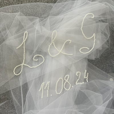 Wedding Veil With Letters, Initials, Date, Monogram. Your Favorite ...