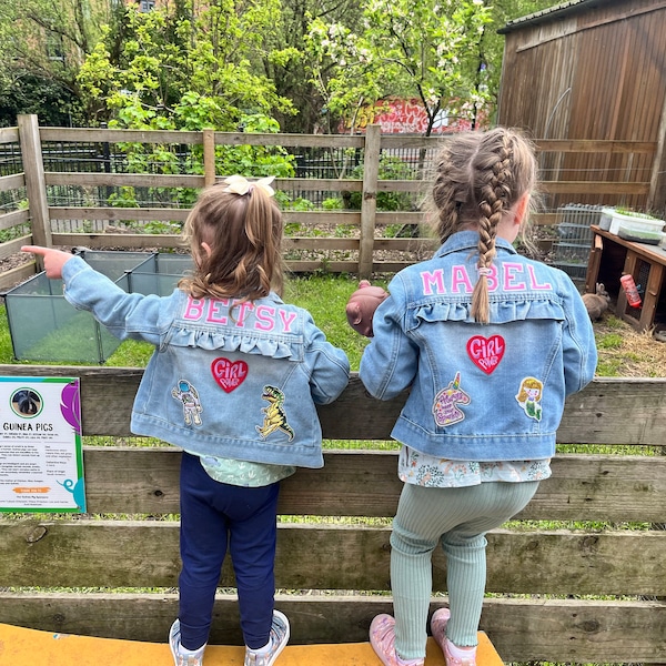 Personalised Custom Denim Jacket Kids Unisex Patch - Ruffle Frill Back ...