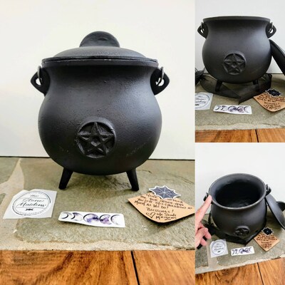 Large Black Cauldron Black Cast Iron Cauldron Witchy Decor - Etsy