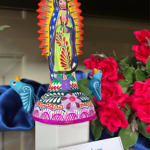 VIRGIN of GUADALUPE Statue, Guadalupe Figure, Clay Guadalupe Mexico ...