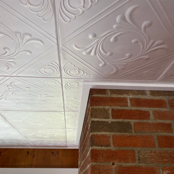 Styrofoam Ceiling Tiles - Cover Popcorn Ceiling. Easy DIY Installation ...