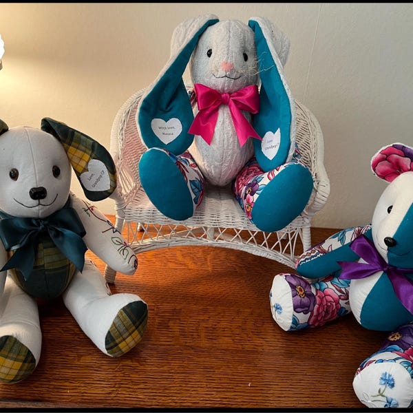 Memory Bunny 15 Inches Tall Made From Your Loved One's Clothing - Etsy