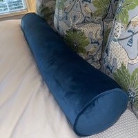 Blue Bolster Velvet Pillow Cover,coastal Bolster Pillow, Hamptons ...