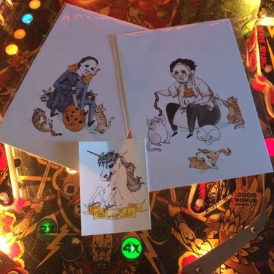 Texas Chainsaw Meowssacre 5x7 Leatherface With Cats Print - Etsy