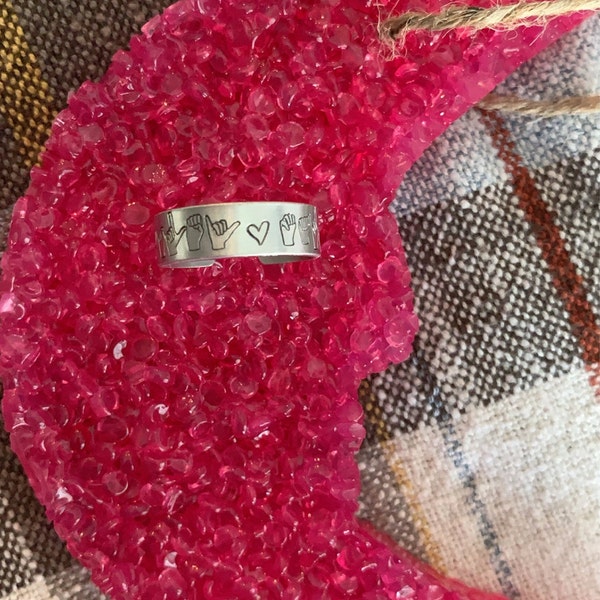 Sign Language ASL Ring, I Love You Sign Language, ASL Ring, Customize ...