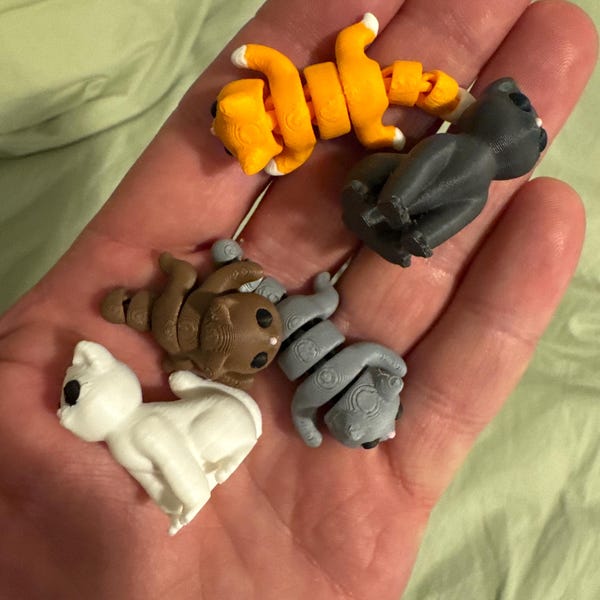 3D Printed Cat Fidget Toy, Cute 3D Print Mini Kitten Sensory Aid, Tiny ...