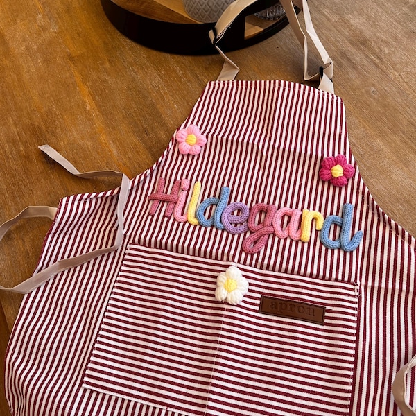 Custom Kids Apron | Personalized Baking Smock | 3D Yarn Letters ...