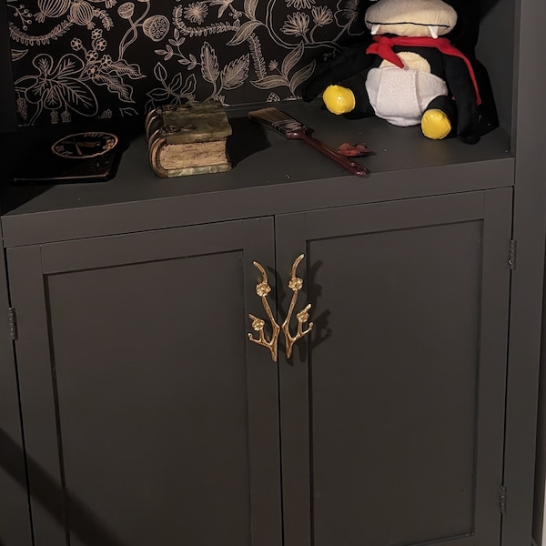 Solid Brass Knobs Cupboard Drawer Pulls Flower Wardrobe Knob Custom Engraved Cabinet Knobs Plum ...