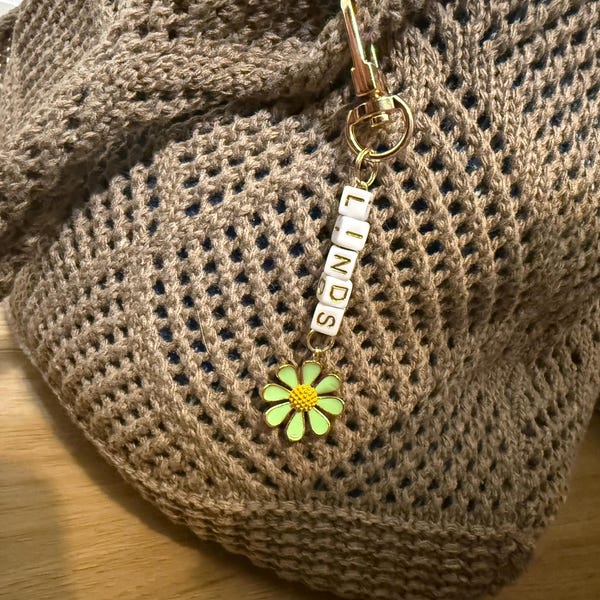 Custom Name Charm for Backpack Personalized Bag Charm With Flower Purse ...
