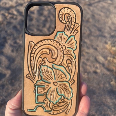 Tooled Leather Phone Case Skull custom Phone Case Mens Phone Case ...