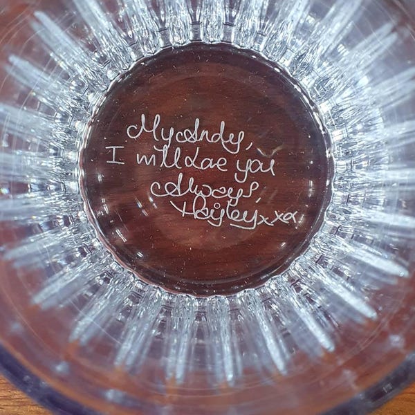 Custom Etched Handwriting Rock Glass - Engrave Your Handwritten Message ...
