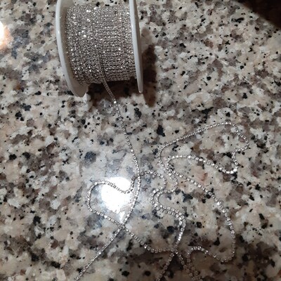 Silver Rhinestone Chain by Yard With Clear Crystal in Silver Setting ...