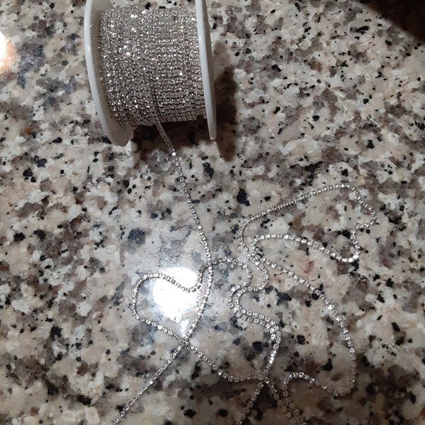 Silver Rhinestone Chain by Yard With Clear Crystal in Silver Setting ...