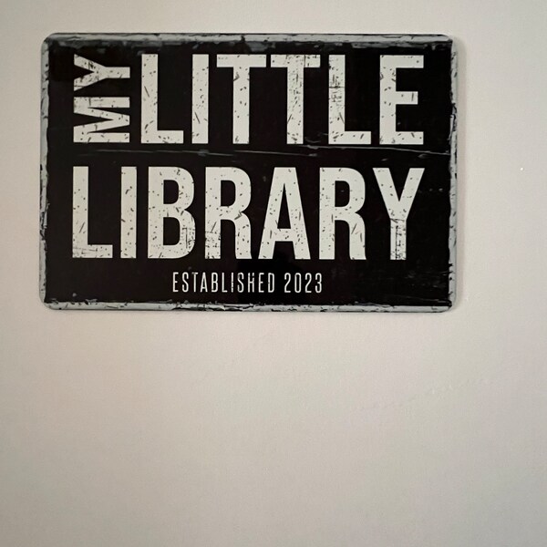 The Little Library Vintage Style Metal Sign, Contemporary Modern ...
