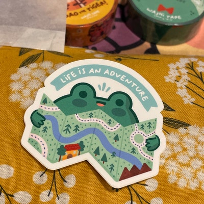 Puddle the Frog life in an Adventure, Die-cut Matte Vinyl Sticker ...