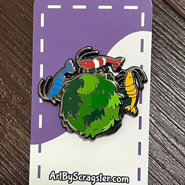 Marimo Moss Ball Shrimp Hard Enamel Spinner Pin - Etsy