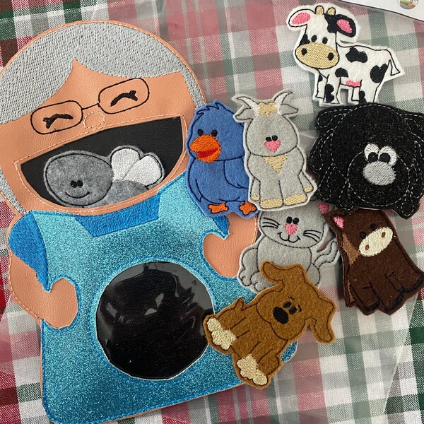 Old Lady Who Swallowed a Fly Puppets - Lady Plus 9, or 18 Finger Puppet ...