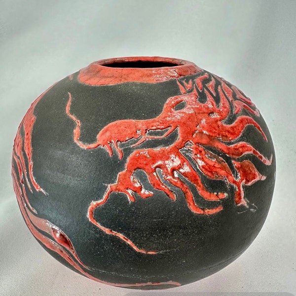 Raku Golden Vase With Copper Matte Accents 7.5 X 7.5 - Etsy