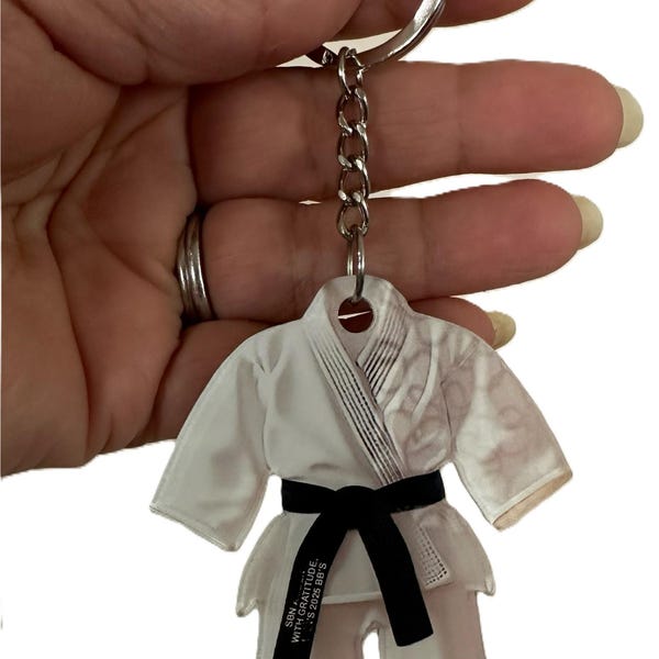 Personalized Black Belt Keychain, Gift for Martial Arts Karate Jiu ...