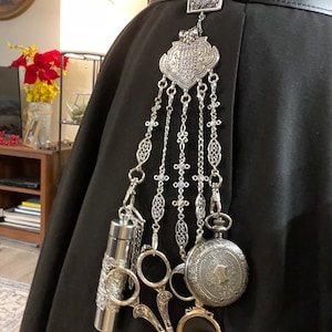 Bronze or Silver Medieval Themed Chatelaine With Waist Clip 5 Chains ...