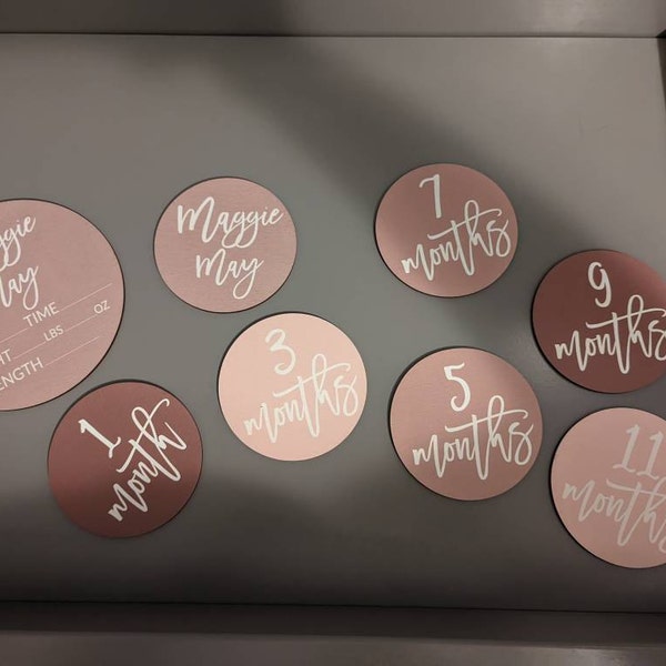 Pink Ombre Milestone Markers, First Year Photo Props, Baby Shower Gift ...