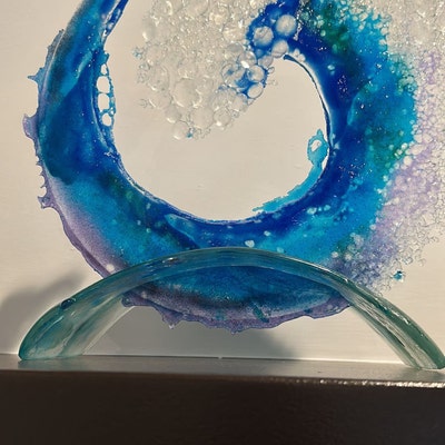 12 Inch Turtle Wave on Glass Arched Stand - Etsy