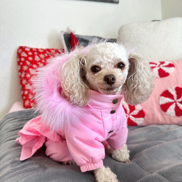 Fancy Pink Dog Dress Designer Cotton Dog Clothes Luxury Custom Puppy ...