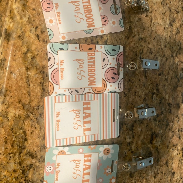 Retro Groovy Smiley Acrylic Classroom Hall Passes - Etsy