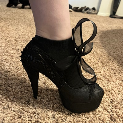 Black Lace Gothic Wedding Shoes With Personalized Soles - Etsy