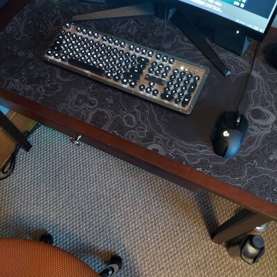 Moon Topographic Map Desk Mat, Large Gaming Mousepad, Black Desk Pad ...