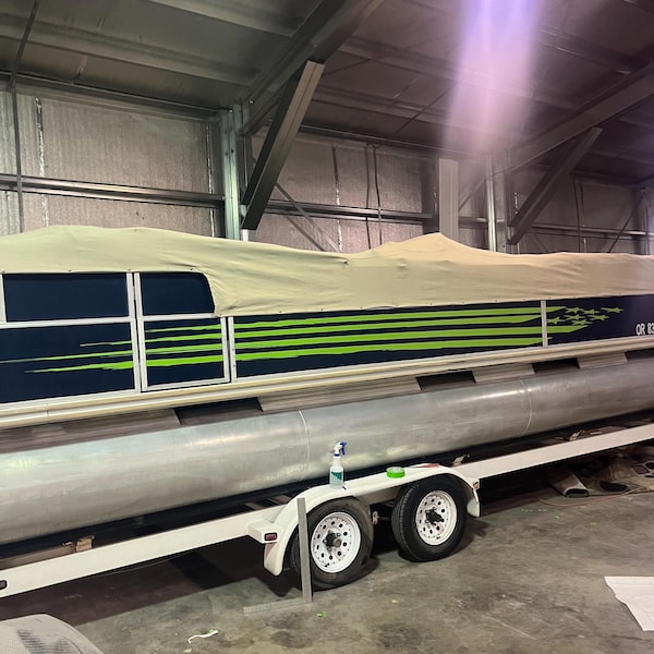 Green Pontoon Boat Wrap Graphic Decal Kit - Many Sizes and Colors ...