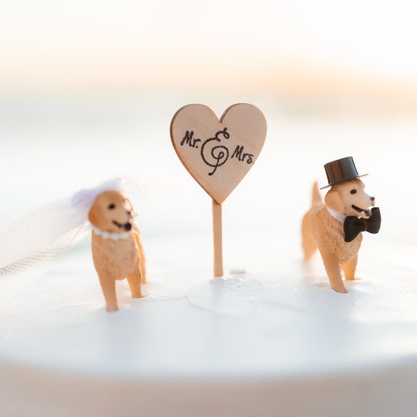 Golden Retriever-dog-bride-groom-wedding-animal-cake Topper-4 Inch-6 ...