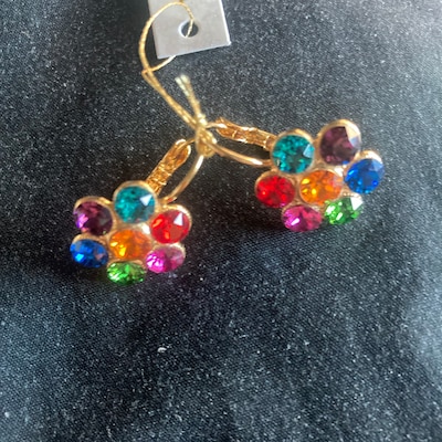 Colorful Necklace, Rainbow Rhinestone Necklace, Multi Colored Necklace ...