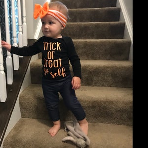 Trick or Treat Yo Self Baby Girl Halloween Bodysuit Outfit | Etsy
