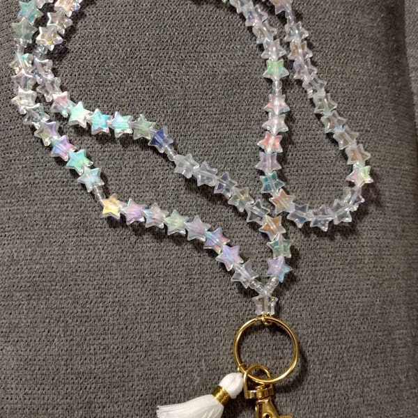 Iridescent Stars Beaded Teacher Lanyard - Etsy