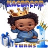 Black Baby Prince in Green Clipart, Brown Boy Kid With Gold Crown, Afro ...