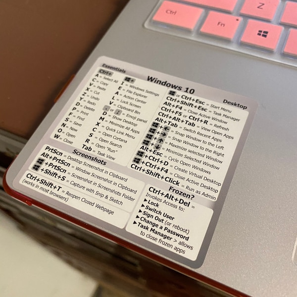 Windows PC Reference Guide Keyboard Shortcut No-residue Laminated Vinyl ...