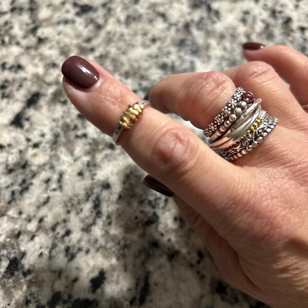 Spun Gold Ring - Silver and Gold Winding Ring Simple but Unique Mixed ...