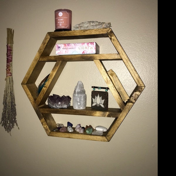Display Shelf, Crystals, Plant Shelf, Geometric, Hexagon, Amythist ...