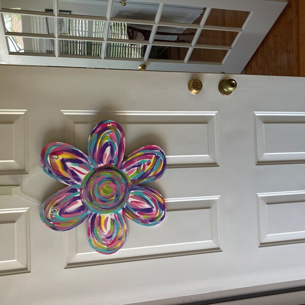 Bright Flower Door Hanger, Summer Door Hanger, Whimsy Flower Door ...