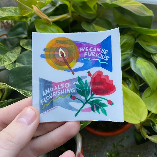 Taking Care & Taking Action Vinyl Sticker - Activist Sticker Political ...