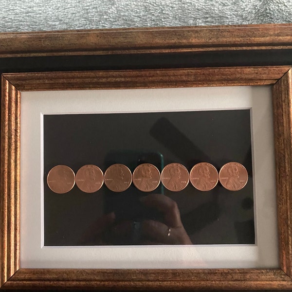 Copper Coin 7 Year Anniversary Gift - Framed Straight Line ...