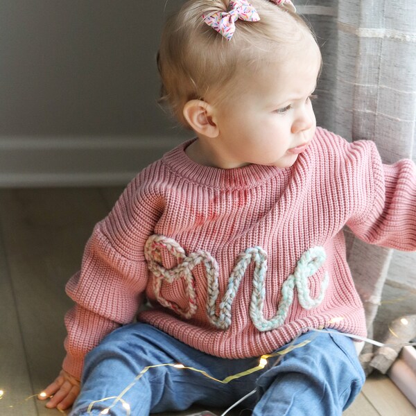 Custom Number Baby Sweater, Toddler Sweater, Embroidered Number Sweater ...