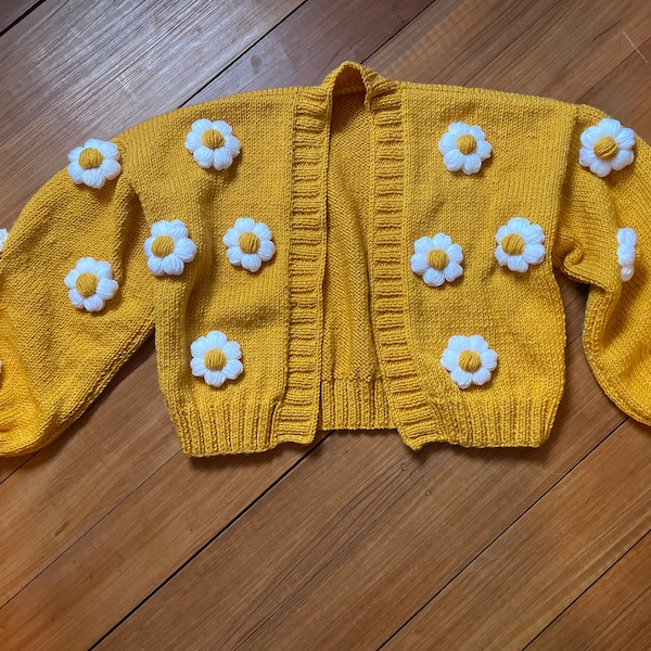 Daisy Chunky Cardigan Handmade Sweater for Women Daisy Knit Jacket ...