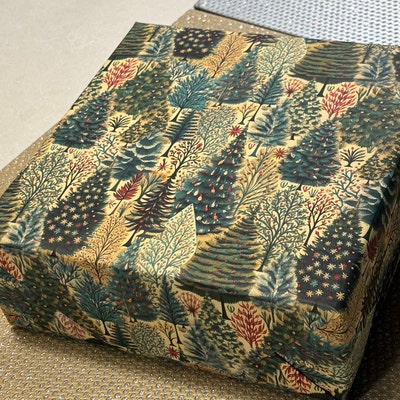 Vintage Christmas Wrapping Paper Retro Style Joyful Holiday Gift Wrap ...