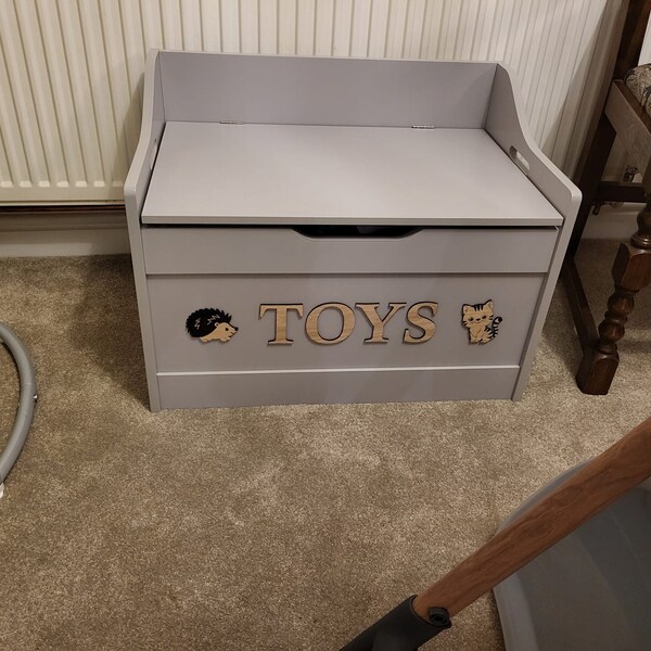 Personalised Toy Box - Soft Grey - Etsy UK