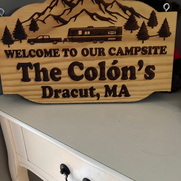 Personalized Wood Sign Camp Camper RV Family Name Any Text. Engraved ...