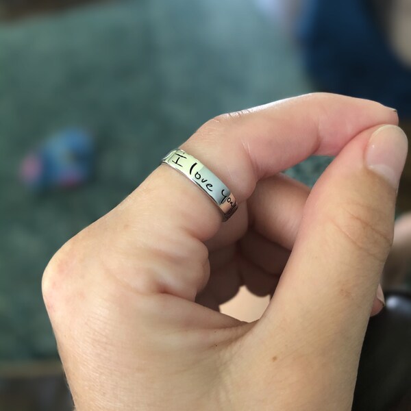 Handwriting Ring • Actual Handwriting Ring • Memorial Band Ring ...